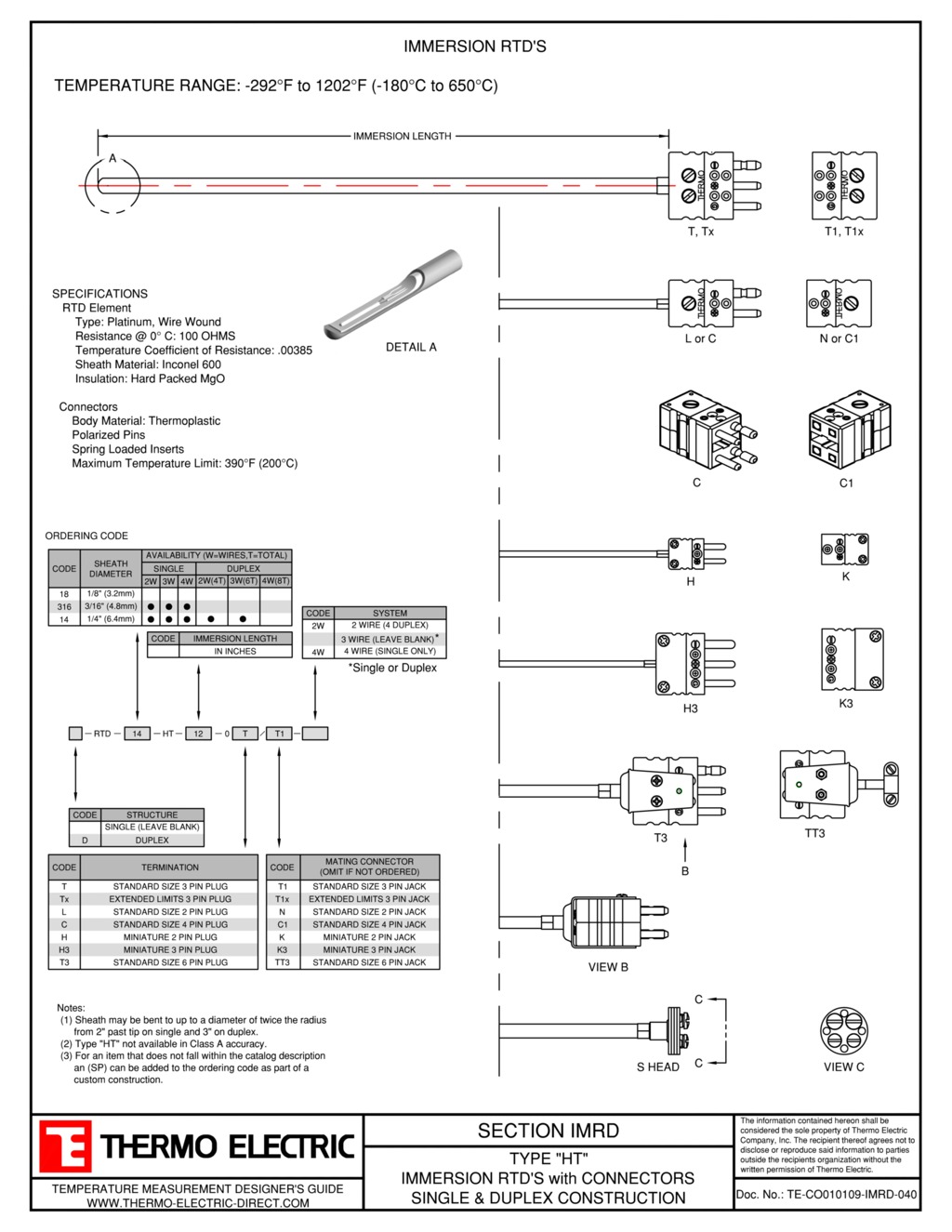 Immersion RTD - Thermo Electric Company, Inc.